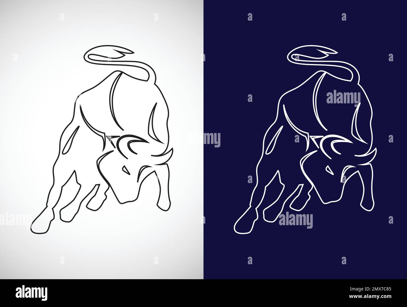 Line art bull logo, Bull logo design vector template Stock Vector Image ...