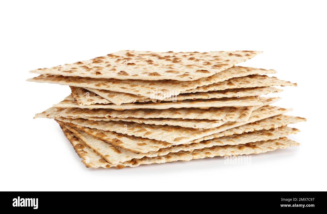 Passover matzos isolated on white. Pesach celebration Stock Photo - Alamy