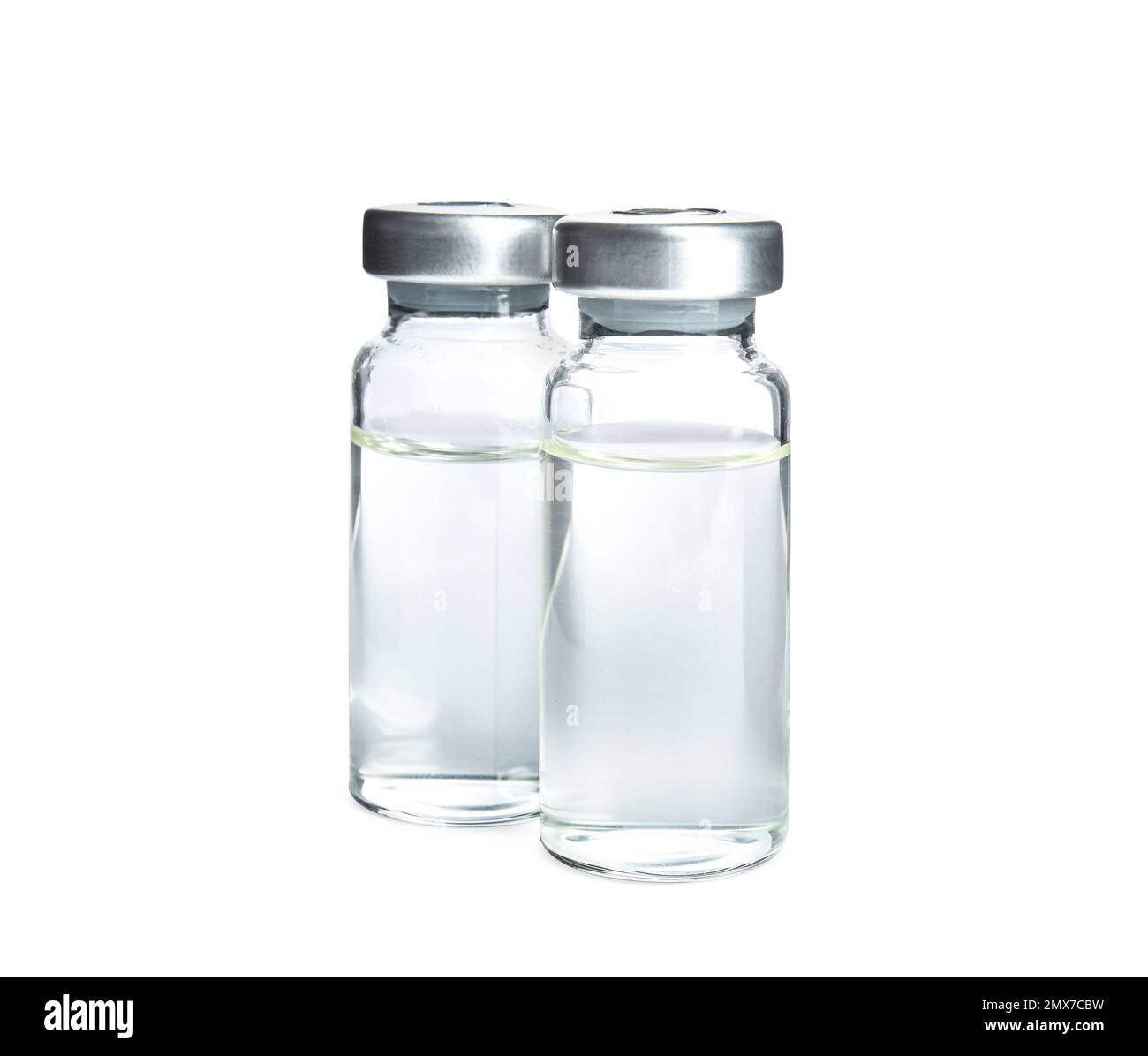 Vials with medication on white background. Vaccination and immunization ...