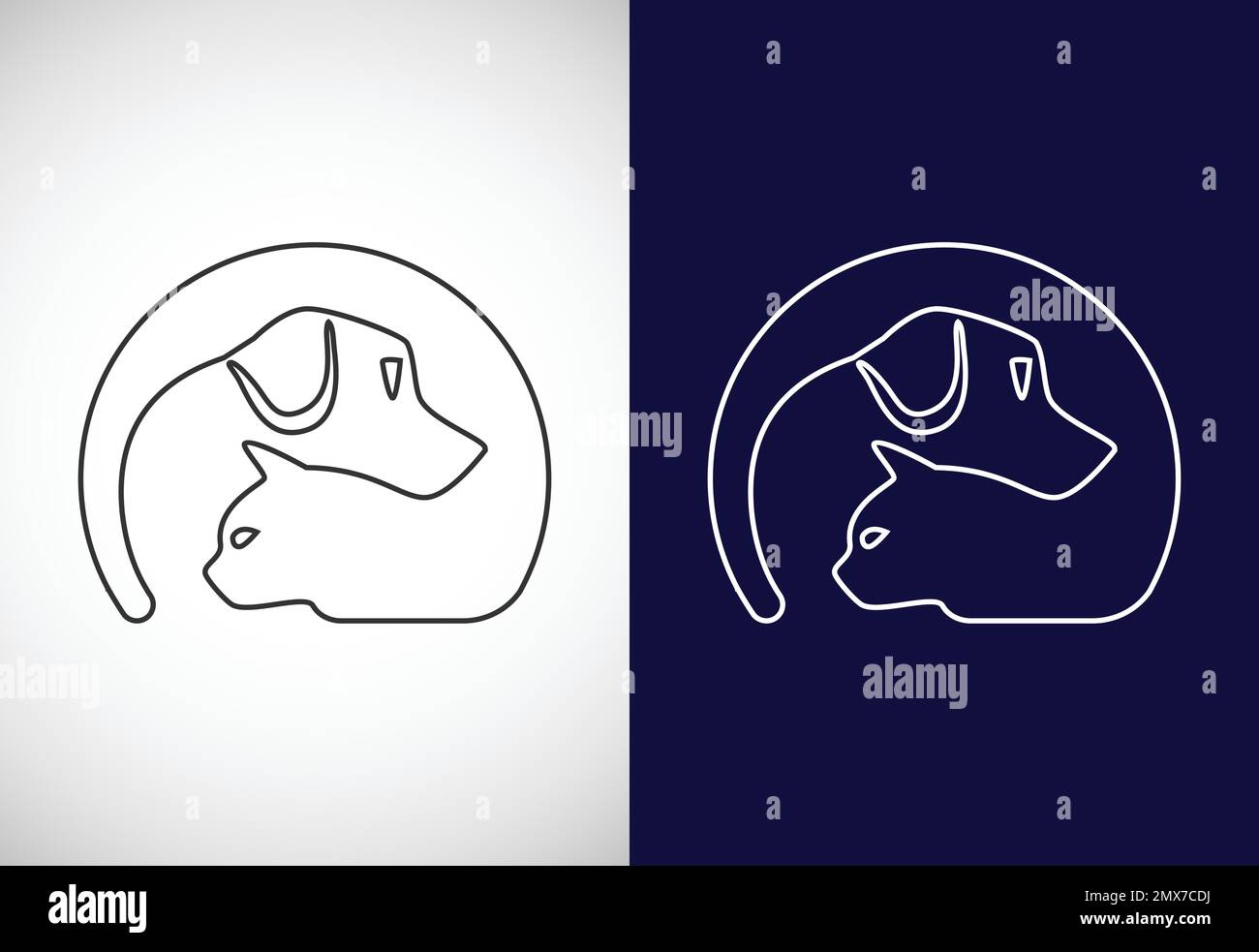 Line art pet care logo design template. Animal logo design vector icon ...