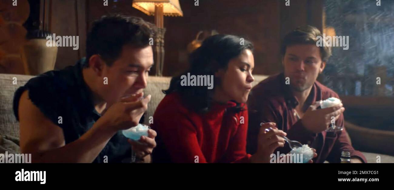 SNOW FALLS, from left: Colton Tran, Victoria Moroles, James Gaisford ...