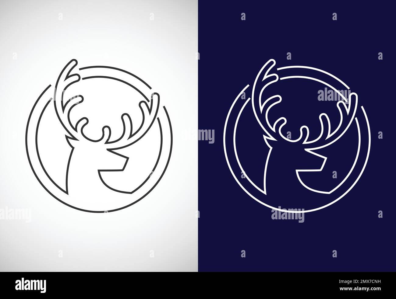 Line art hunting logo design template, Hunting club, Deer head logo ...