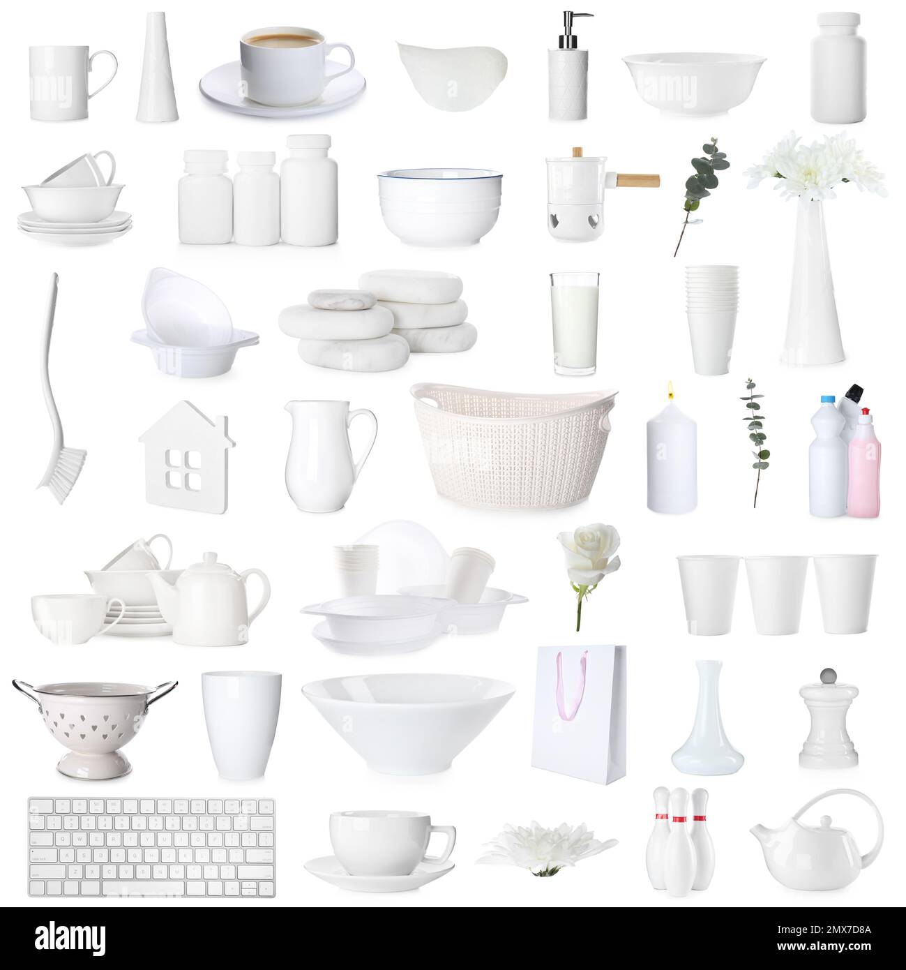 Collage of different objects on white background Stock Photo - Alamy
