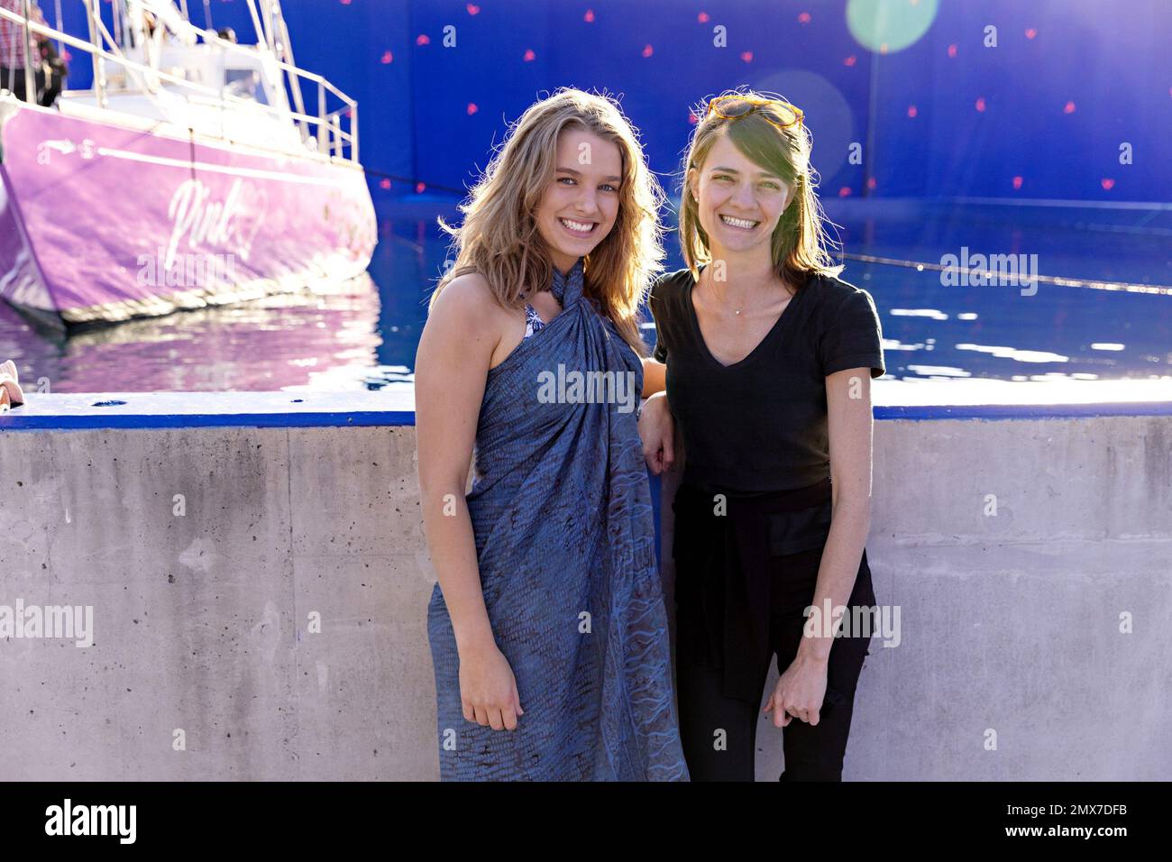 TRUE SPIRIT, from left: Teagan Croft, Jessica Watson, on set, 2023. ph: Julian Panetta ...