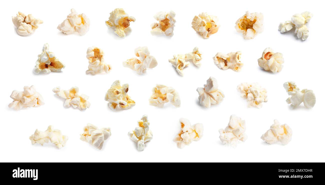 Set of delicious popcorn on white background. Banner design Stock Photo ...