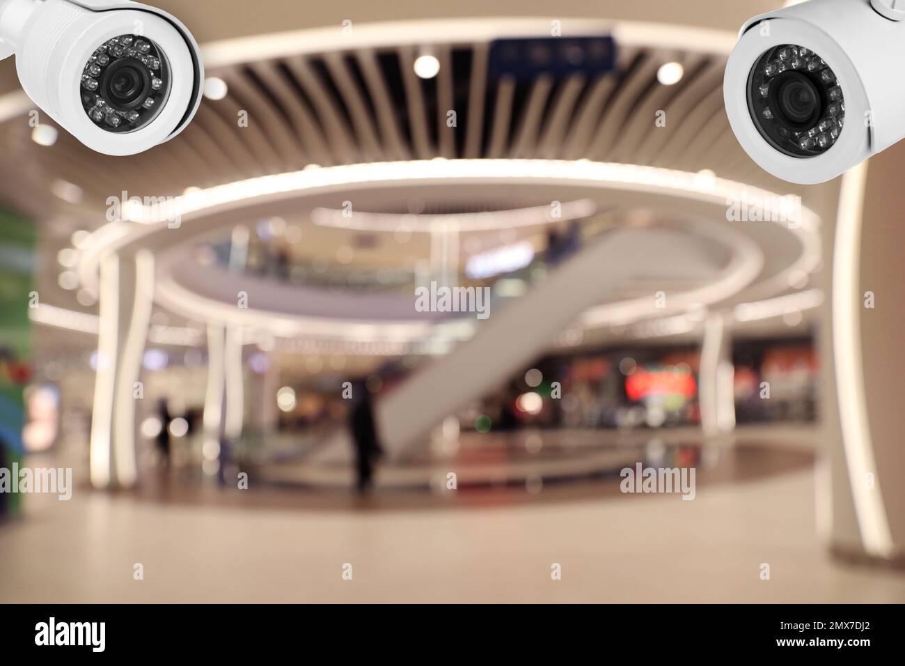 Modern CCTV security camera in shopping mall. Guard equipment Stock ...