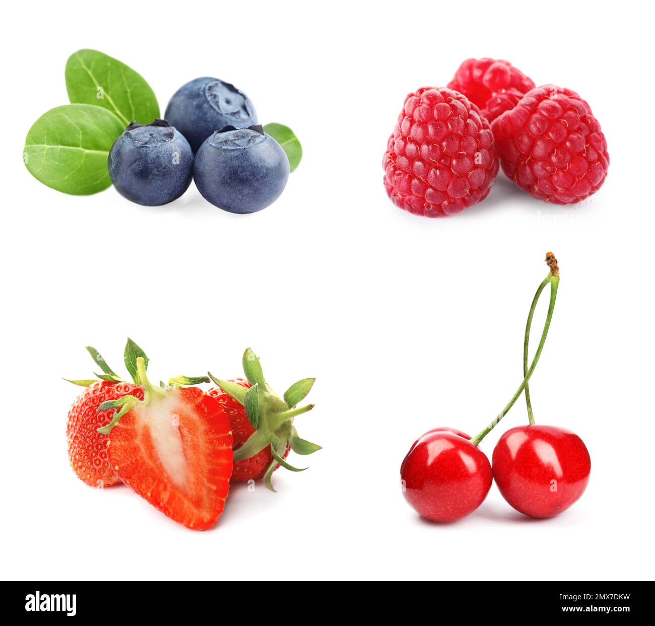 Set of different ripe berries on white background Stock Photo - Alamy
