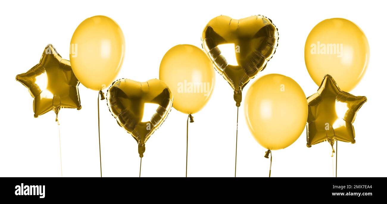 Set of different color balloons on white background. Banner design ...