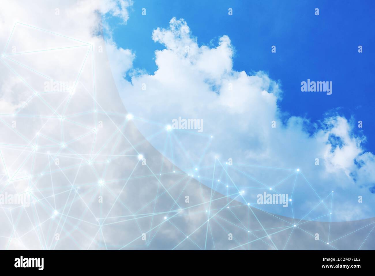 Blue sky and network connection lines. Cloud technology Stock Photo - Alamy