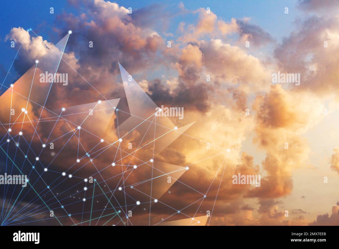 Blue sky and network connection lines. Cloud technology Stock Photo - Alamy