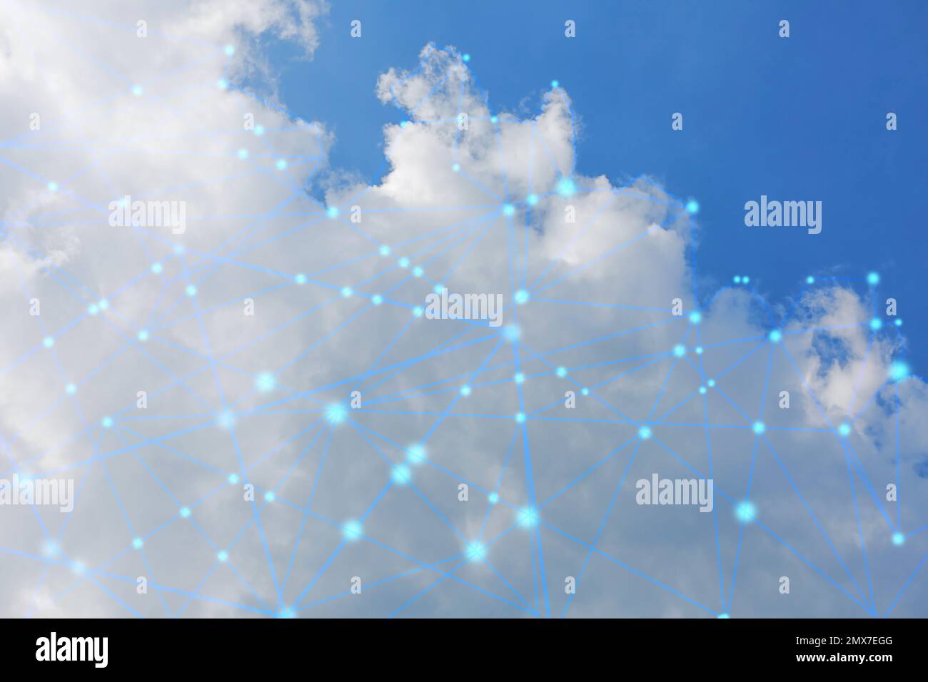 Blue sky and network connection lines. Cloud technology Stock Photo - Alamy
