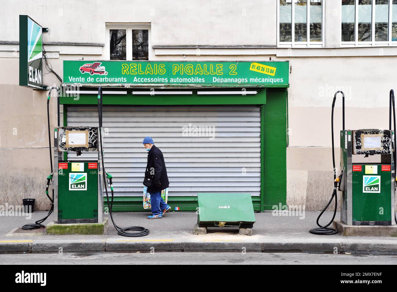 Closed Small Gas Station in Paris - France Stock Photo - Alamy
