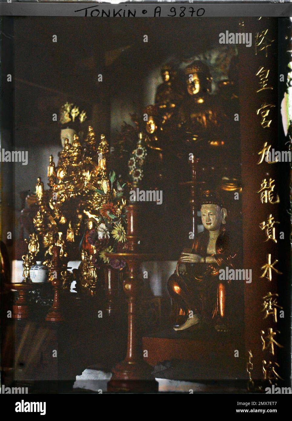 Hà-Noi, Tonkin, Indochina the altar of the Cakyamuni Buddha (Siddhartha ...