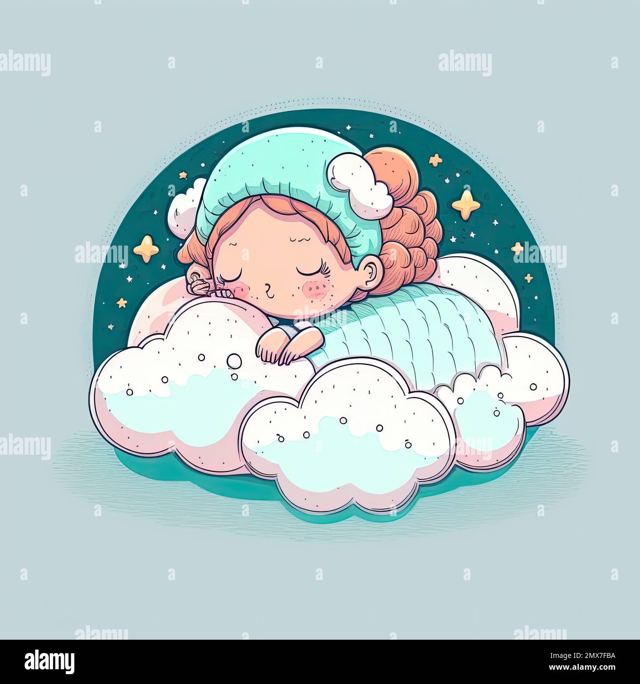 Cartoon illustration newborn baby sleeping hi-res stock photography and ...