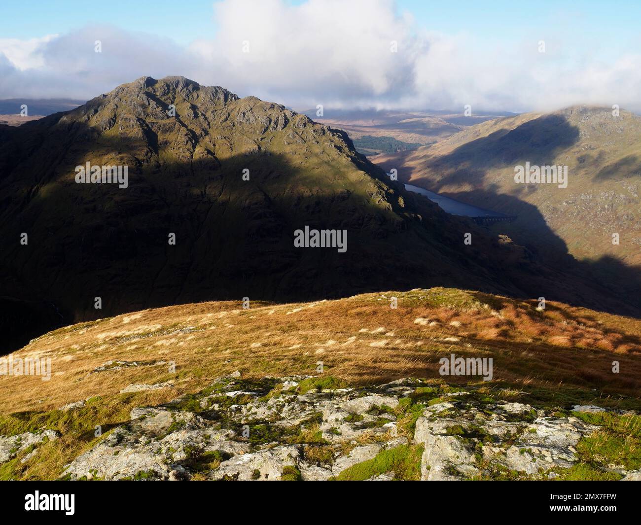 Ben Vane and Loch Sloy dam from A' Chrois, Arrochar Alps, Scotland ...