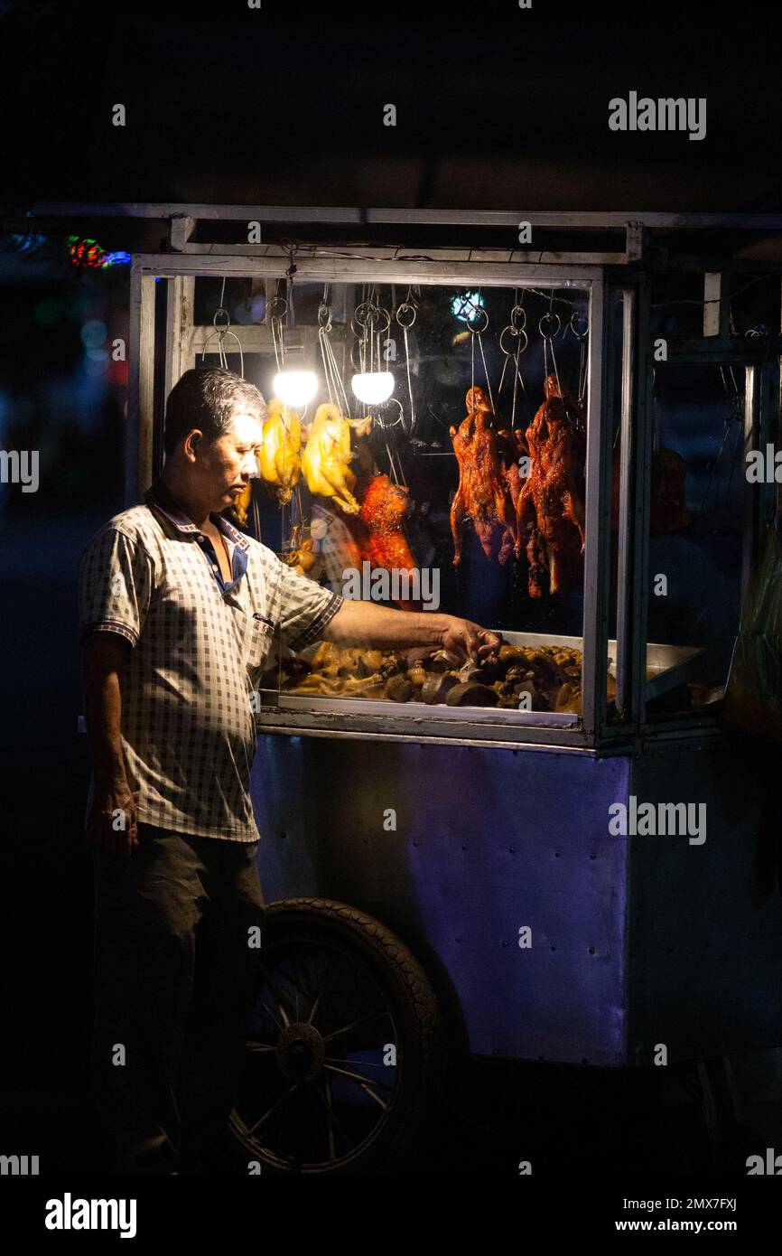 Street Food Stall and Owner Portrait in Phnom Penh - Cambodia Stock ...