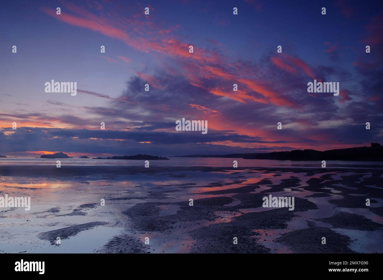 Sunset at Cymyran Beach, Anglesey, North Wales, United Kingdom Stock ...