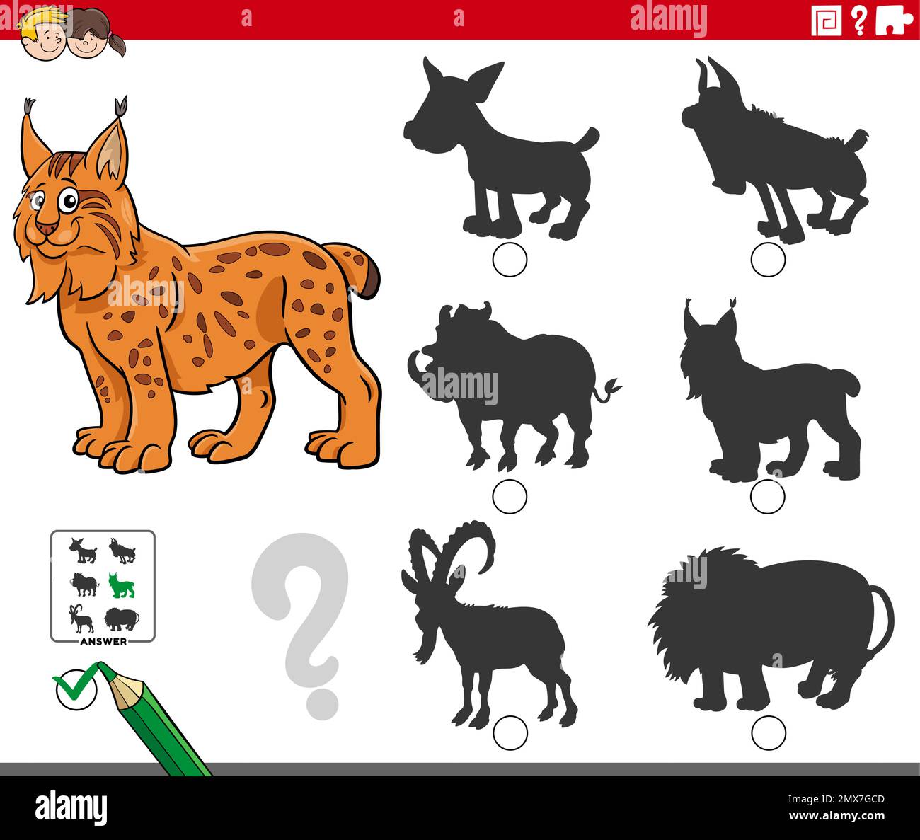 Cartoon illustration of finding the right picture to the shadow ...