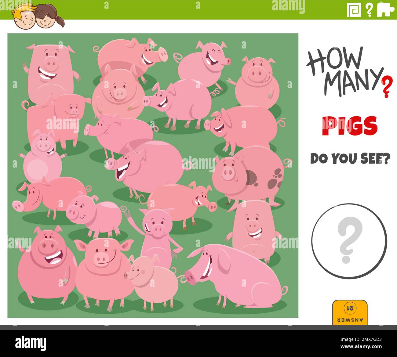 Illustration of educational counting game for children with cartoon ...