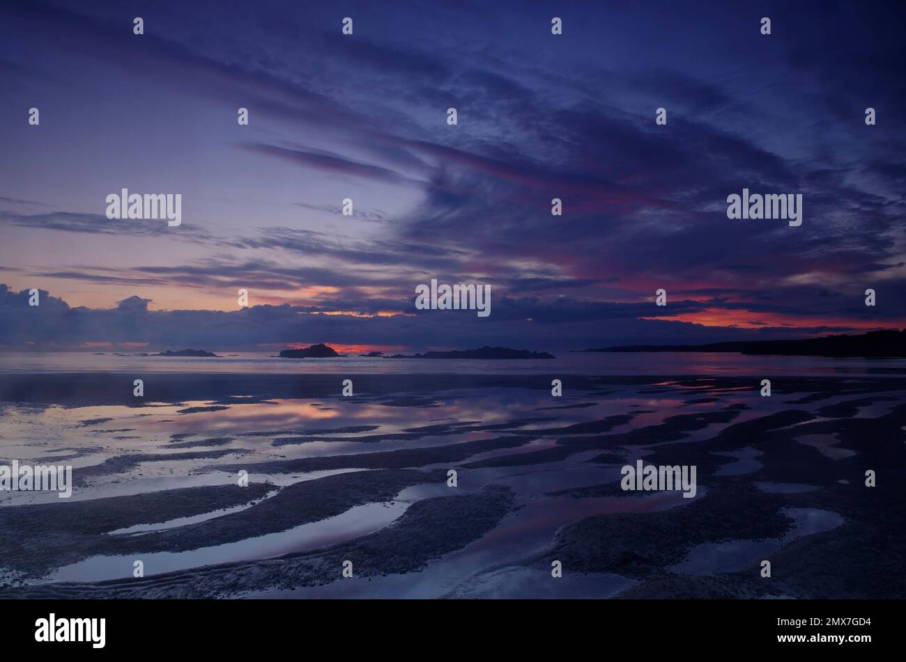 Sunset at Cymyran Beach, Anglesey, North Wales, United Kingdom Stock ...