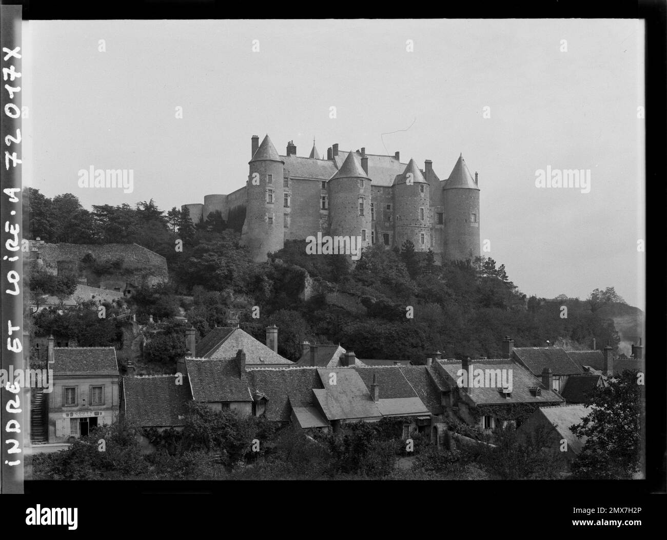 Luynes, France general view of the castle, below the village roofs ...