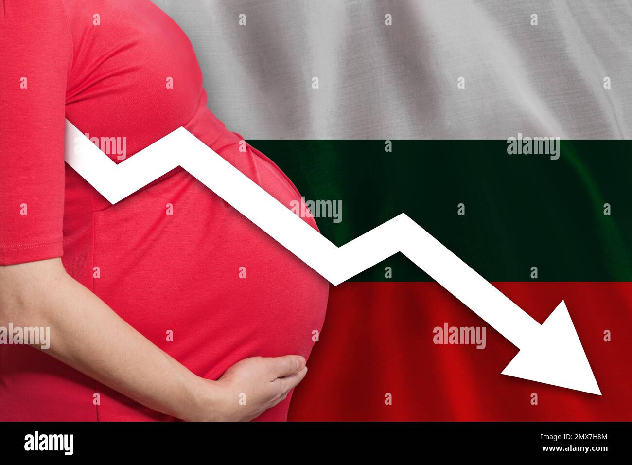 Bulgarian pregnant woman on flag of Bulgaria background. Falling ...