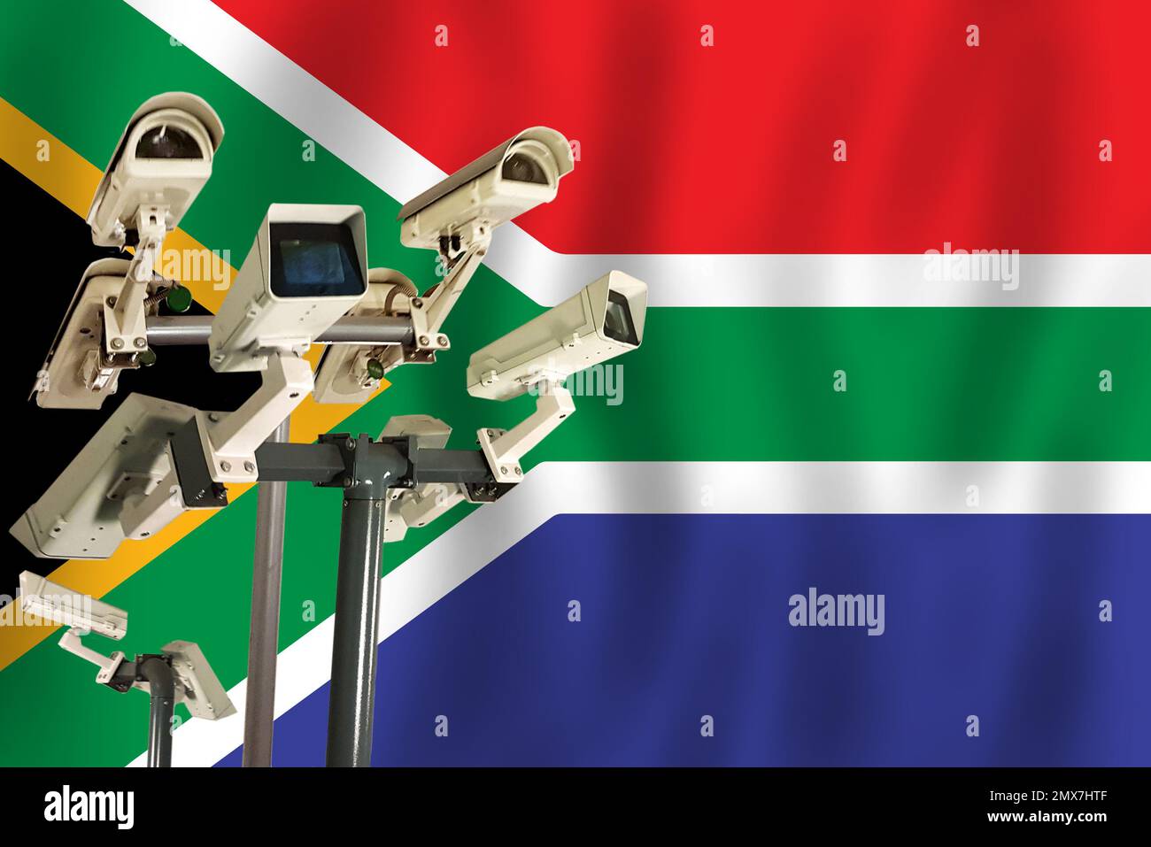 South African CCTV camera on the flag of South Africa Surveillance ...