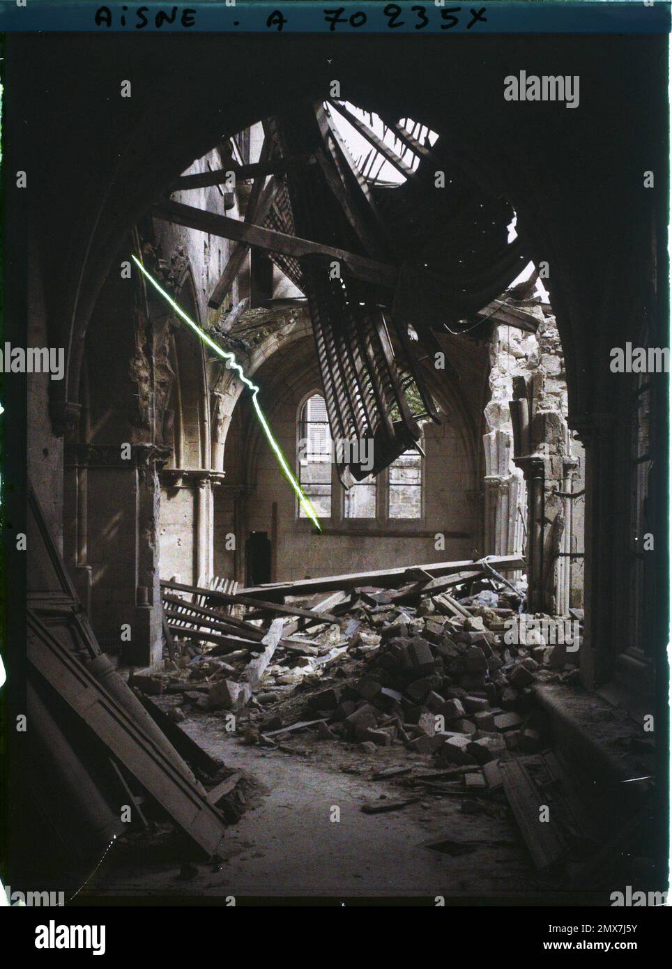 Church interior view vault ruins bombing arc arcade arceau rel hi-res ...
