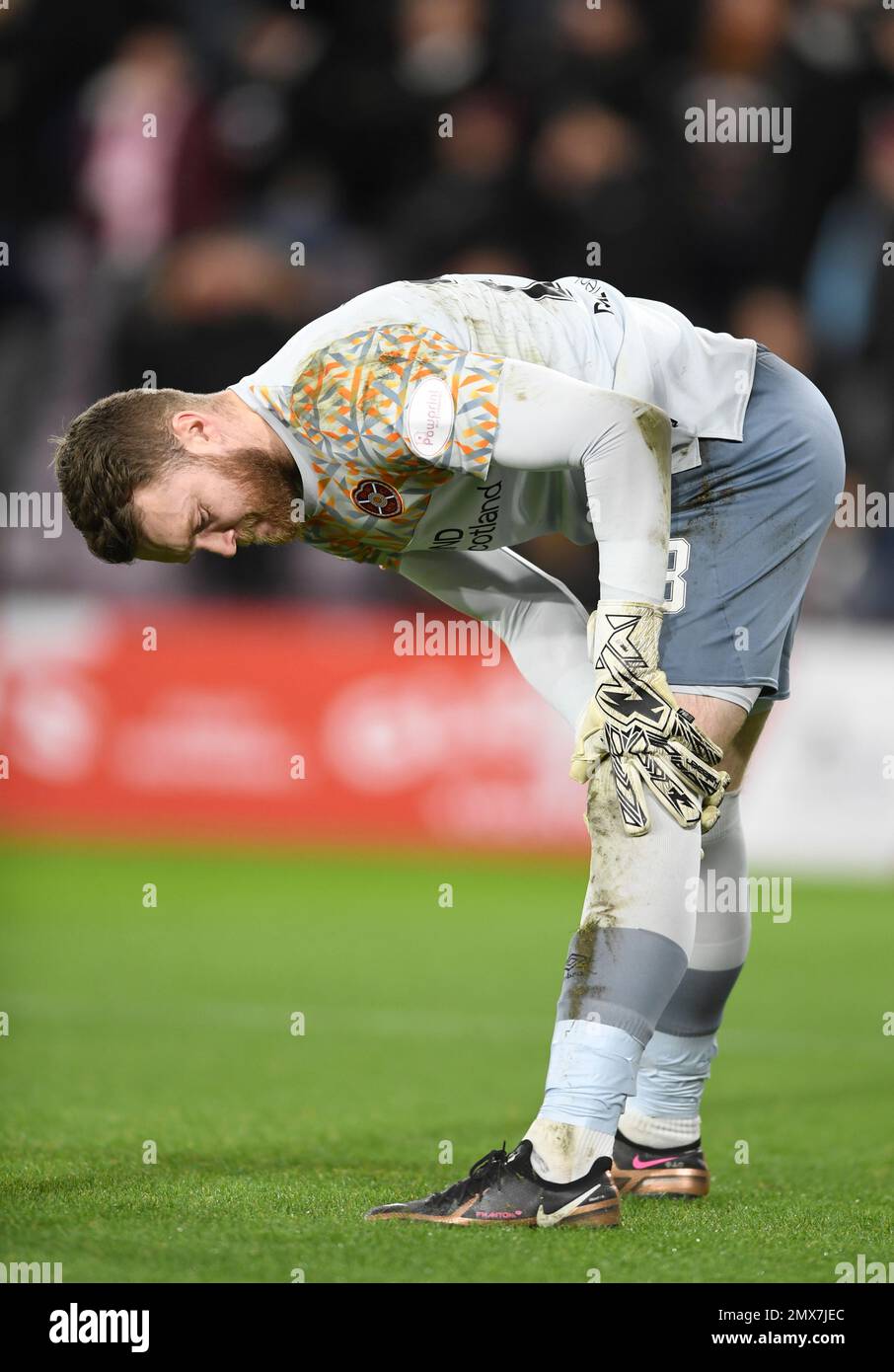 Edinburgh, Scotland, 1st February 2023. Zander Clark of Hearts during ...