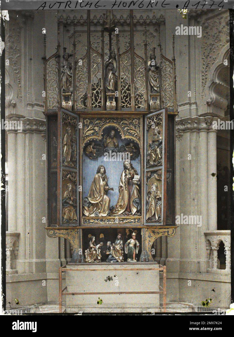 Budapest, Hungary A religious altar presented in the exhibition hall of ...