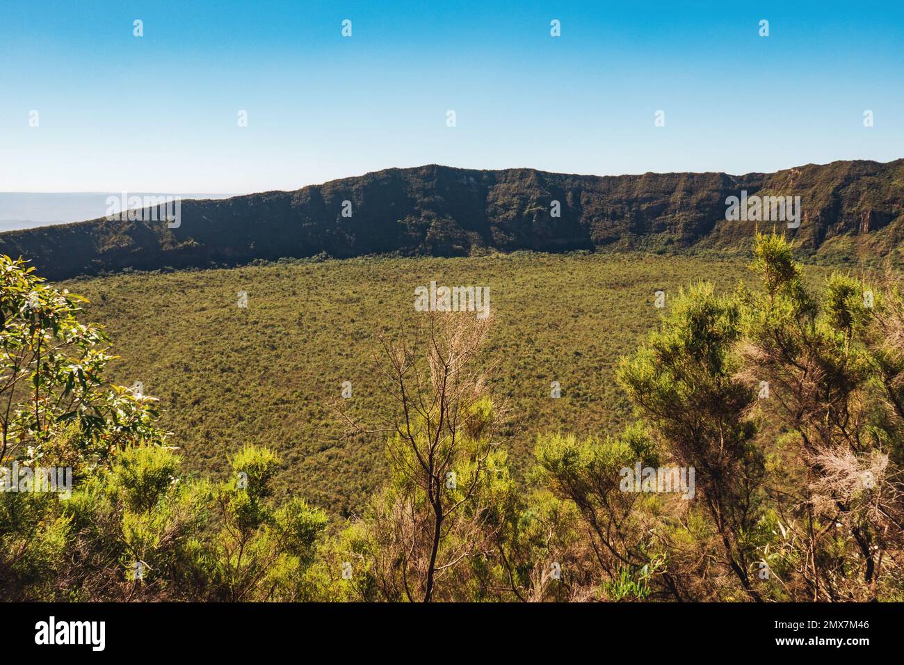 Scenic view of the volcanic crater on Mount Longonot in Naivasha, Kenya ...