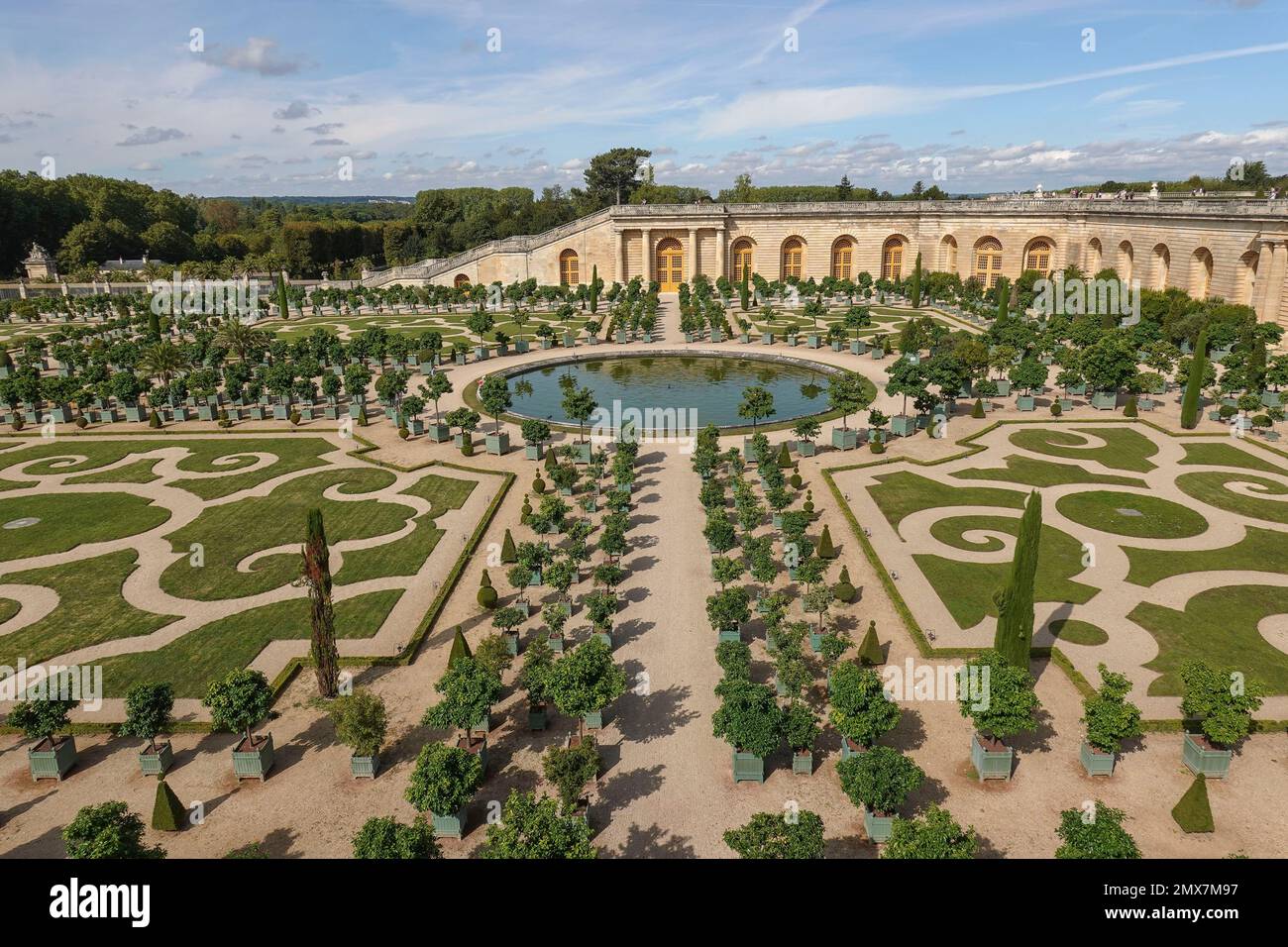 France, Versailles, Gardens of the famous Palace of Versailles. whole ...