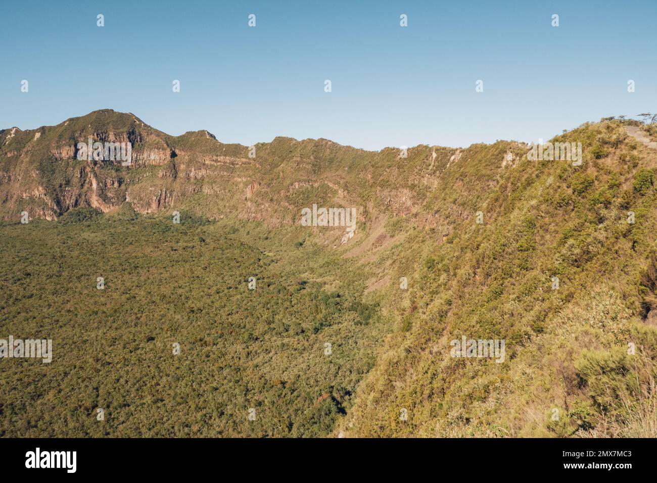 Scenic view of the volcanic crater on Mount Longonot in Naivasha, Kenya ...