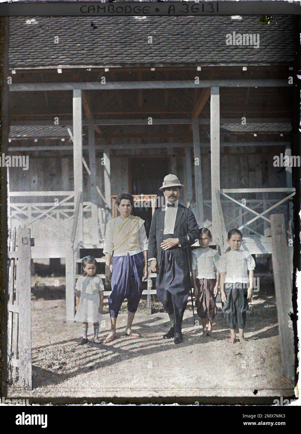 Siem Reap, Cambodia, Indochina A Cambodian official (?) And his family ...