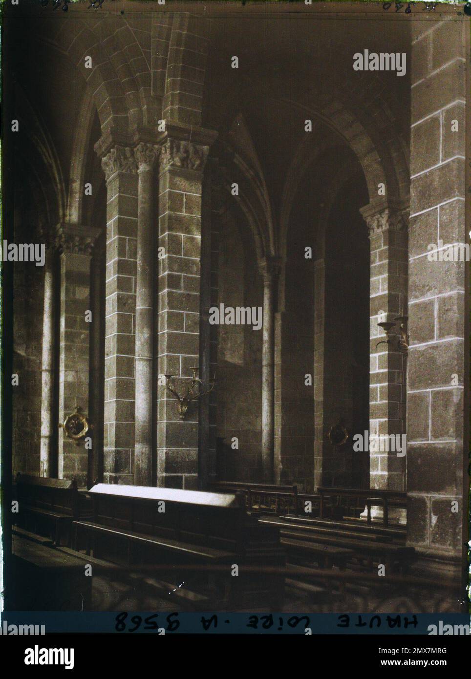Le Puy-en-Velay, France columns and capitals of the central nave and a ...