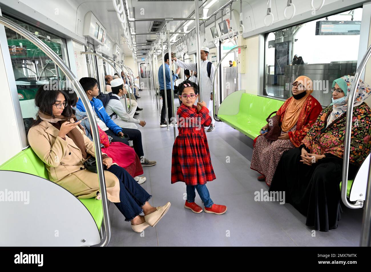 Dhaka, Bangladesh, on February 2, 2023 Passengers travel inside the ...