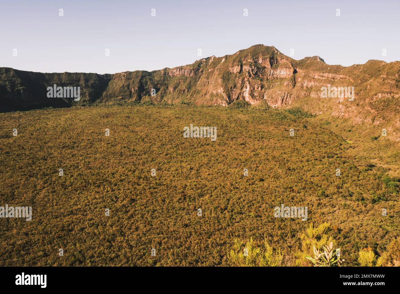 Scenic view of the volcanic crater on Mount Longonot in Naivasha, Kenya ...