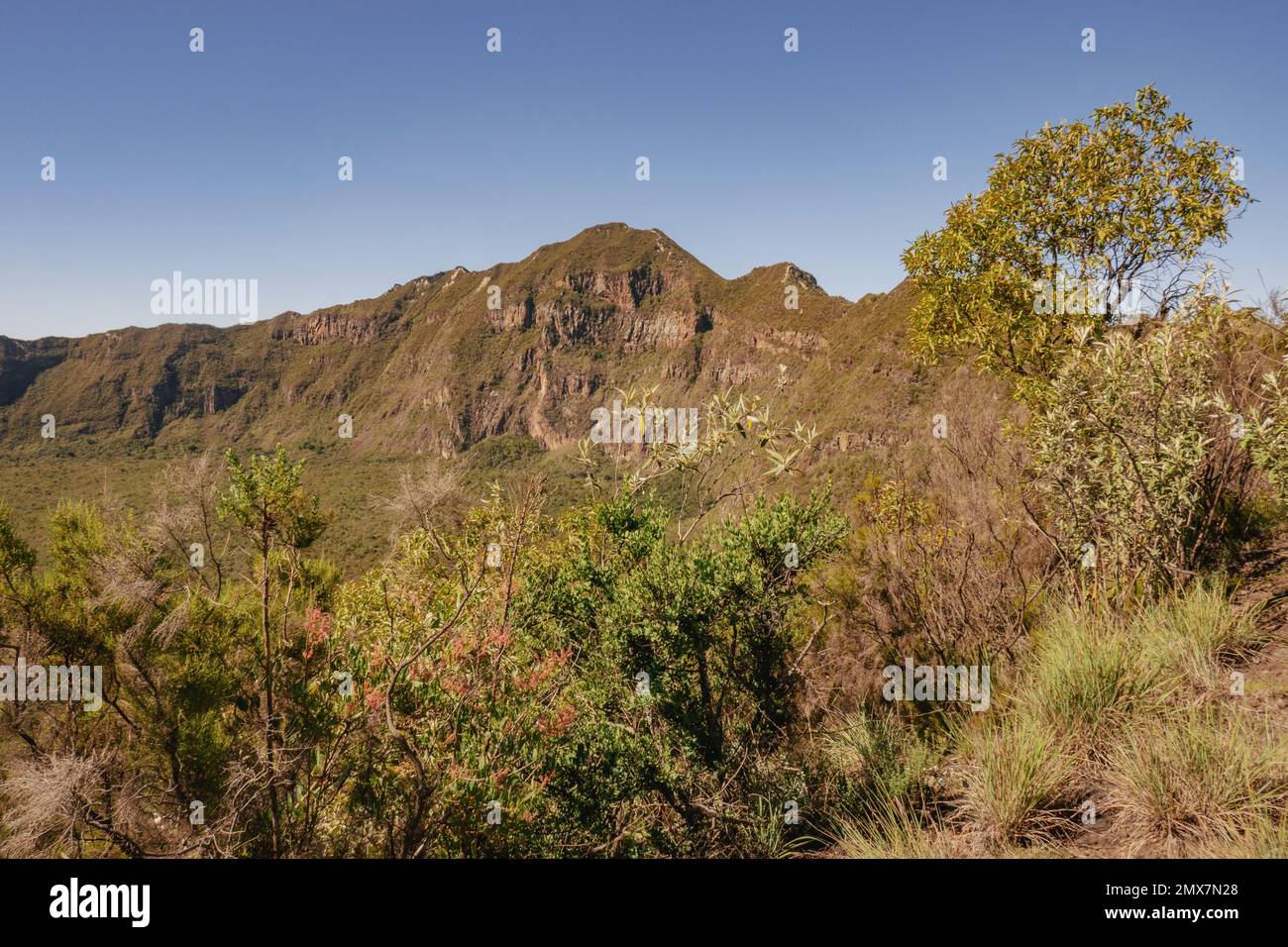 Scenic view of the volcanic crater on Mount Longonot in Naivasha, Kenya ...