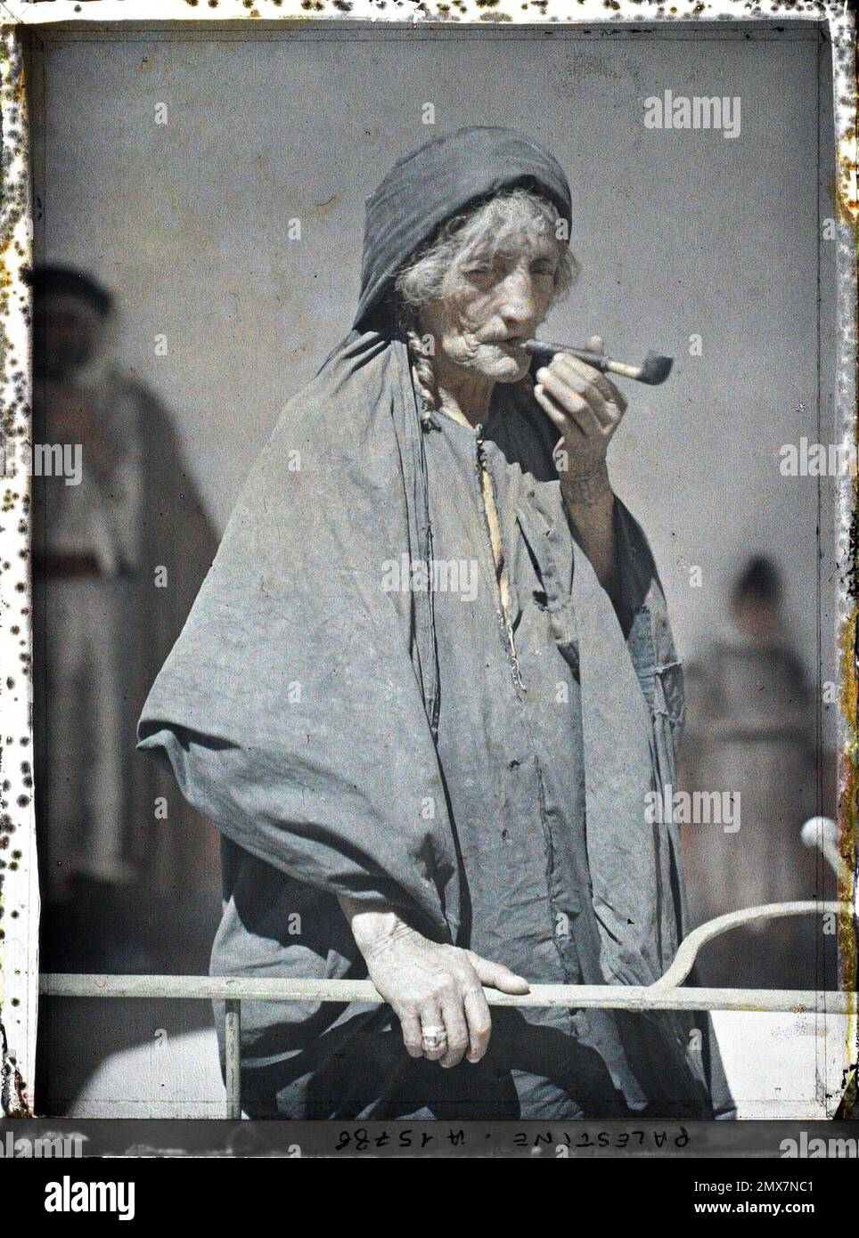 Jerusalem, Palestine old woman from AS-Salt smoking the pipe , 1918 ...