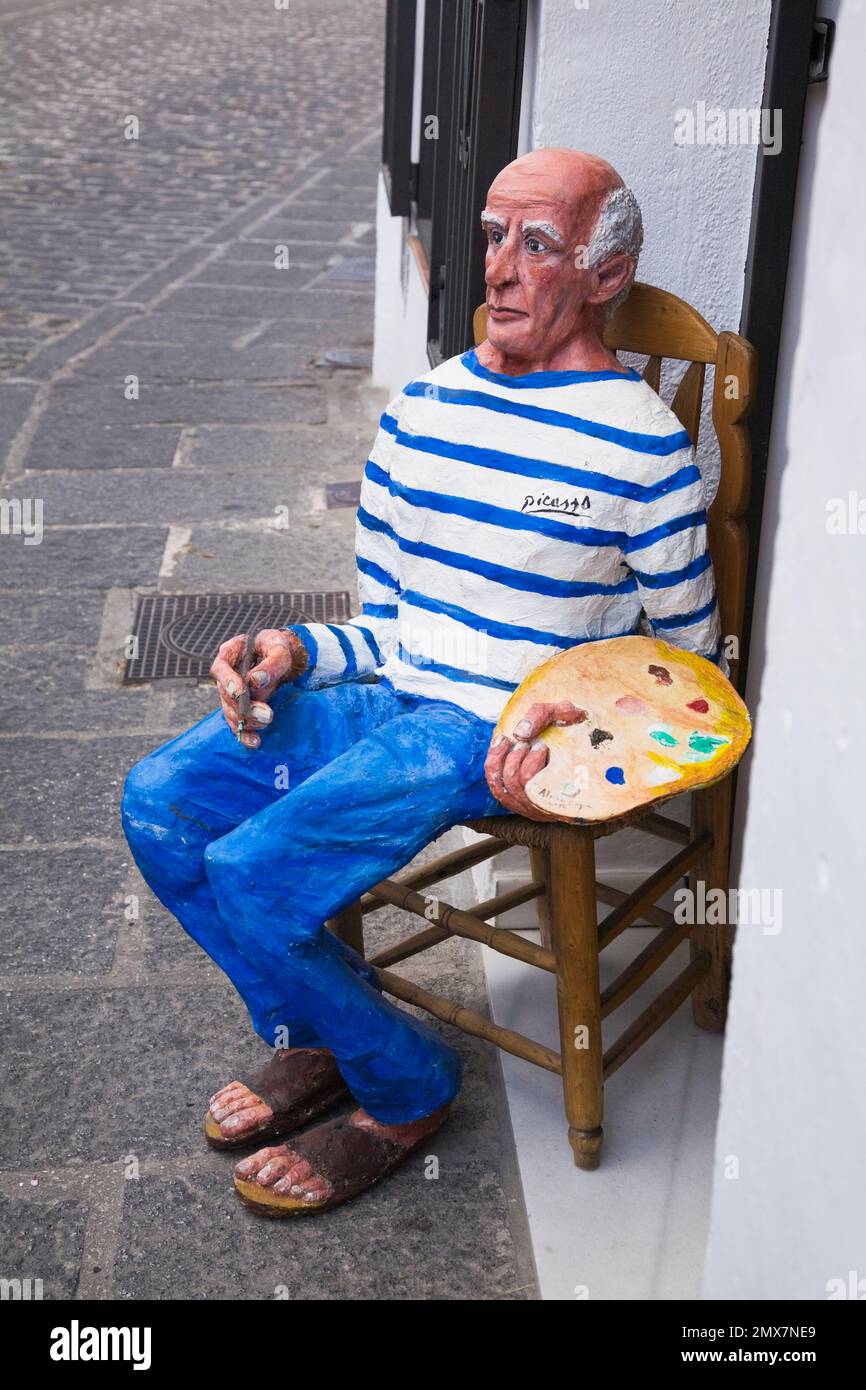 Clay reproduction of the famous Spanish painter Pablo Picasso sitting ...