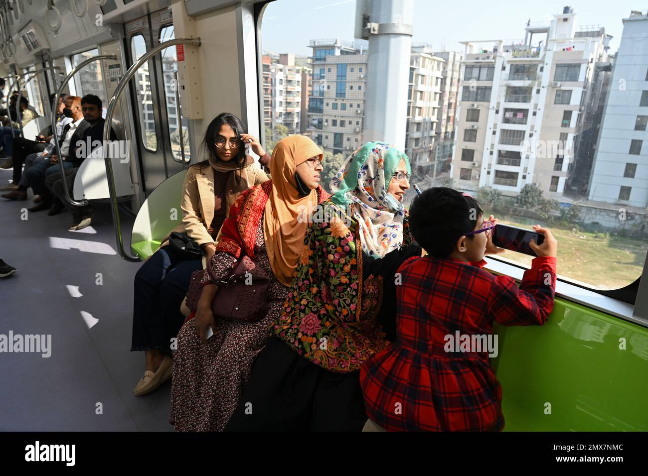 Dhaka, Bangladesh, on February 2, 2023 Passengers travel inside the ...