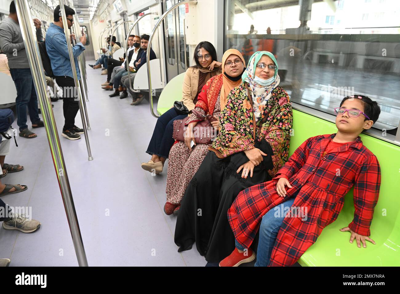 Dhaka, Bangladesh, on February 2, 2023 Passengers travel inside the ...