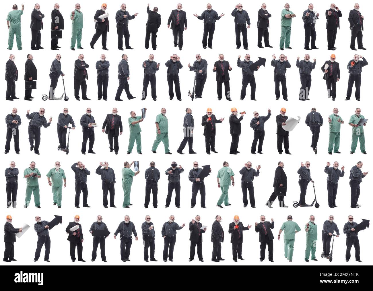 collage of a man in full growth displaying many professions and ...