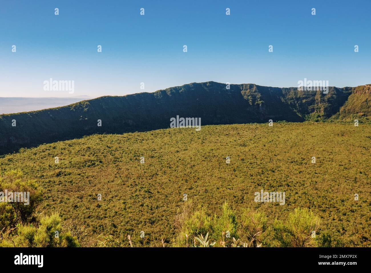 Scenic view of the volcanic crater on Mount Longonot in Naivasha, Kenya ...
