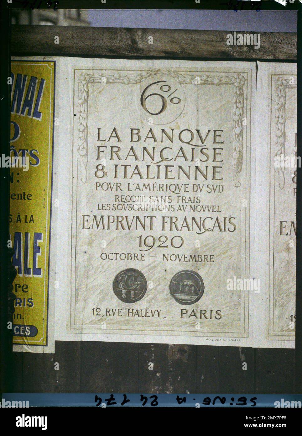 Paris, France displays the national loan of 1920, French and Italian ...