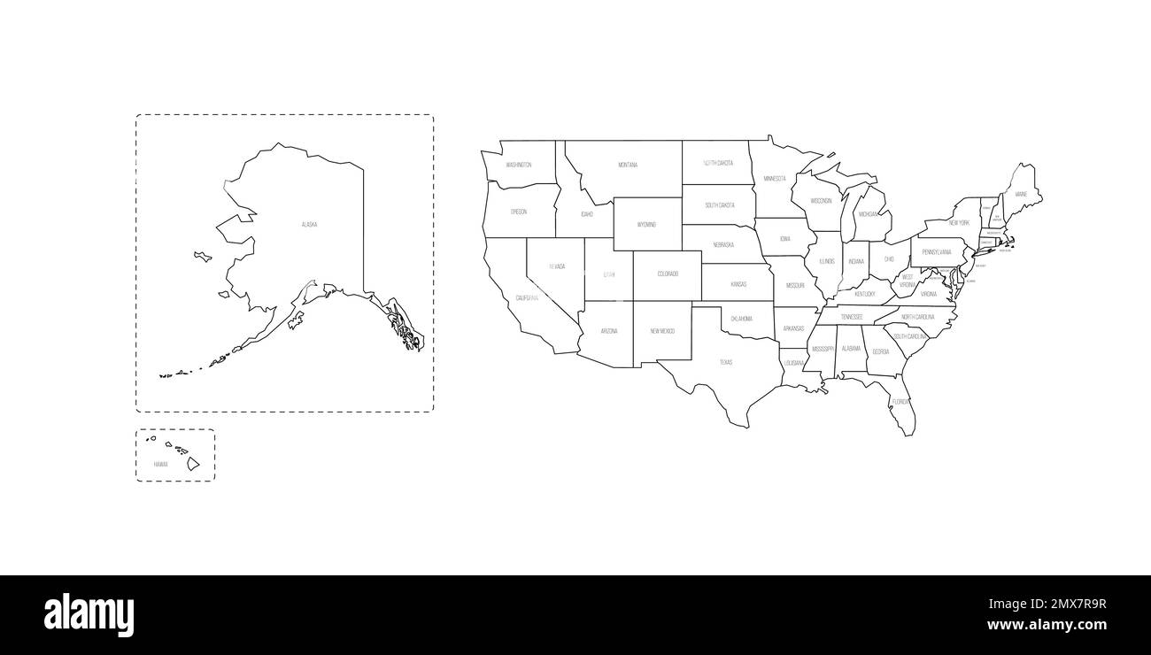 United States of America political map of administrative divisions ...
