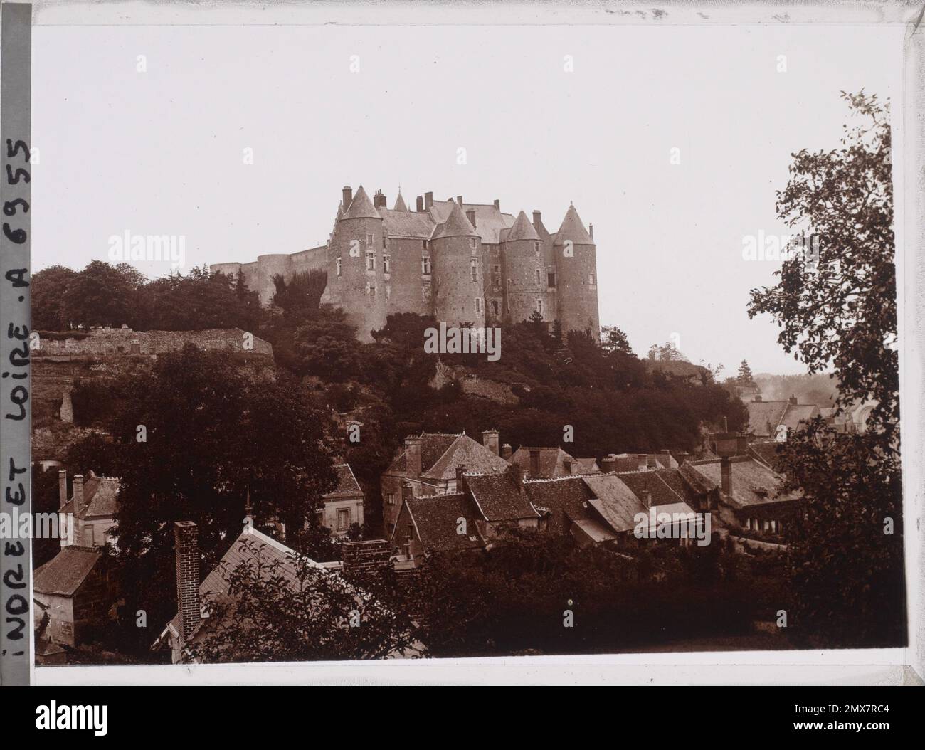 Luynes, France general view of the castle, below the village roofs ...