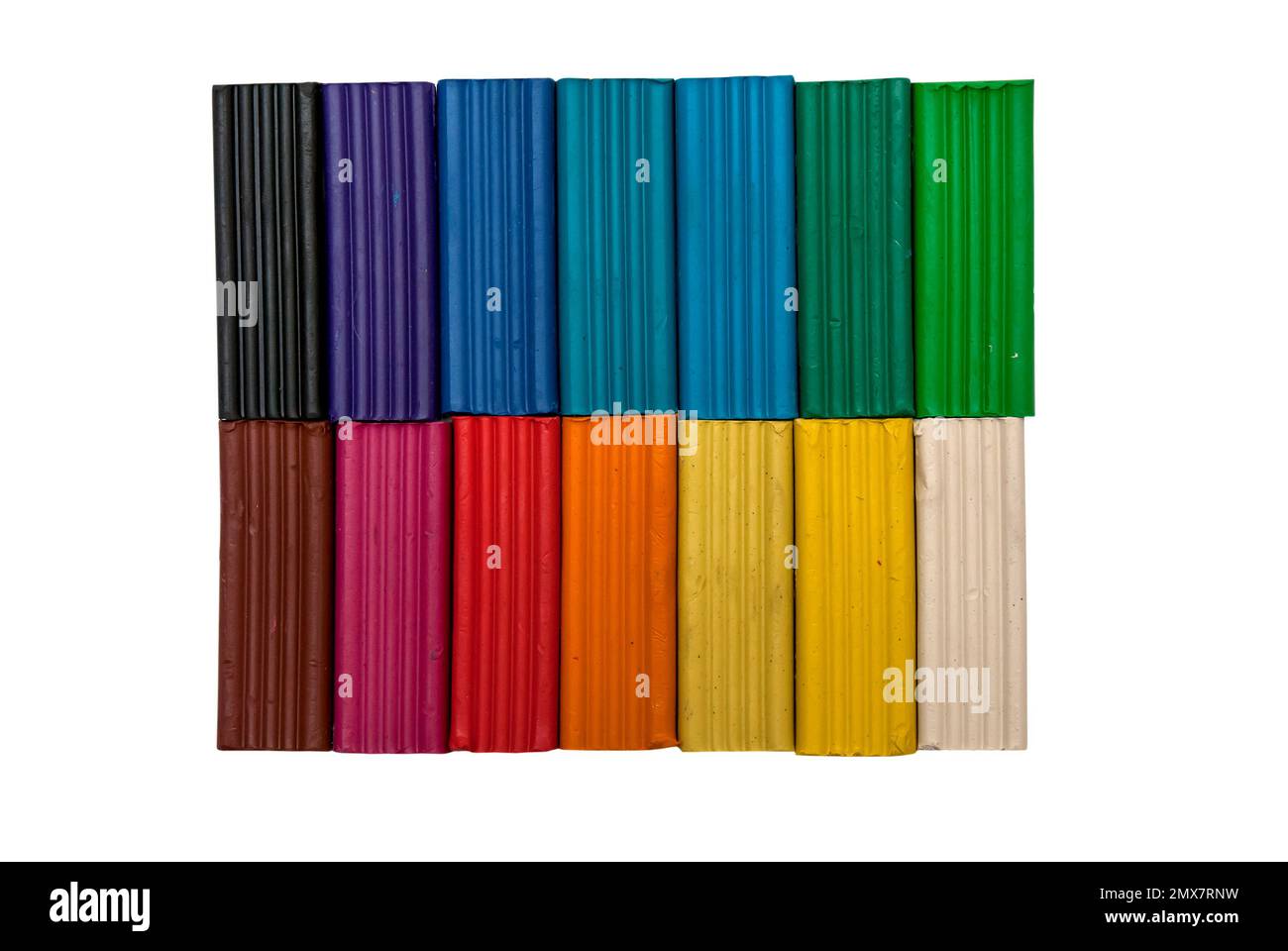 rainbow color modeling clay or plasticine for children isolated on ...