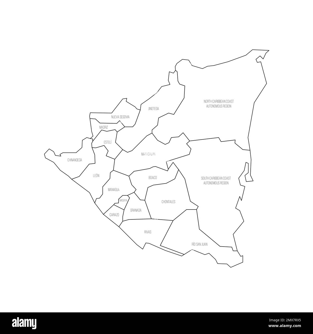 Nicaragua political map of administrative divisions Stock Vector Image ...