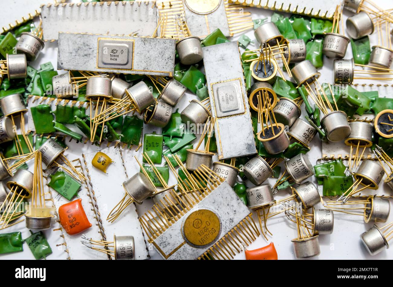 Background pile of old capacitors Stock Photo - Alamy